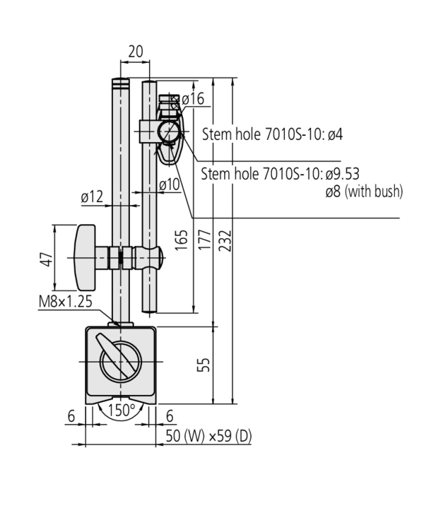 Buy Mitutoyo 7010S-10, Magnetic Stand with 150mm Working Radius - Prime Buy