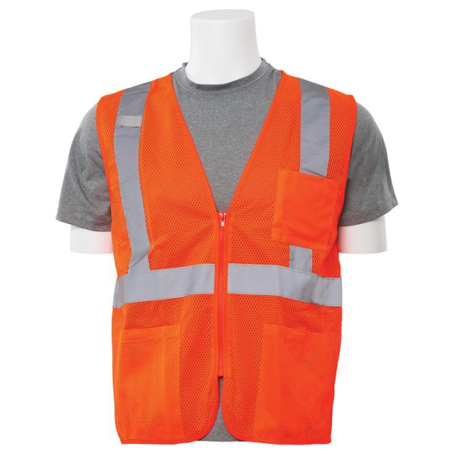 Buy ERB Safety WEL61663HO4X, S363P Zip Front Safety Vest Hi Viz Orange ...