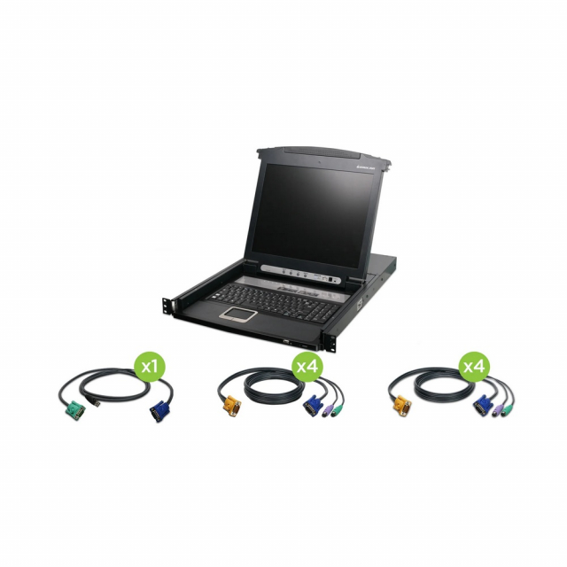 Buy Iogear GCL1808KITP, 8-Port 17'' LCD Combo KVM Switch + PS/2 KVM ...