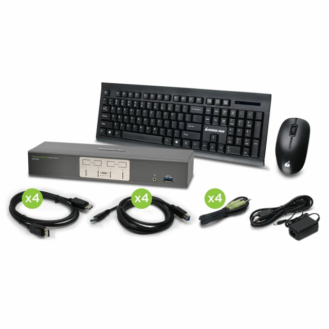 Buy Iogear GCS1904-KM, 4-Port 4K UHD DisplayPort KVMP Keyboard and ...
