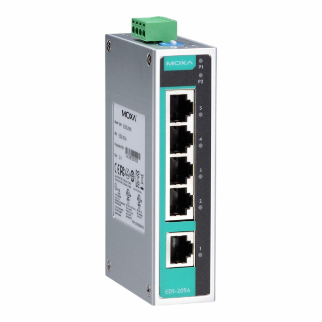 Buy Moxa EDS-205A-T, Unmanaged Ethernet Switch w/ 5 x 10/100BaseT(X ...