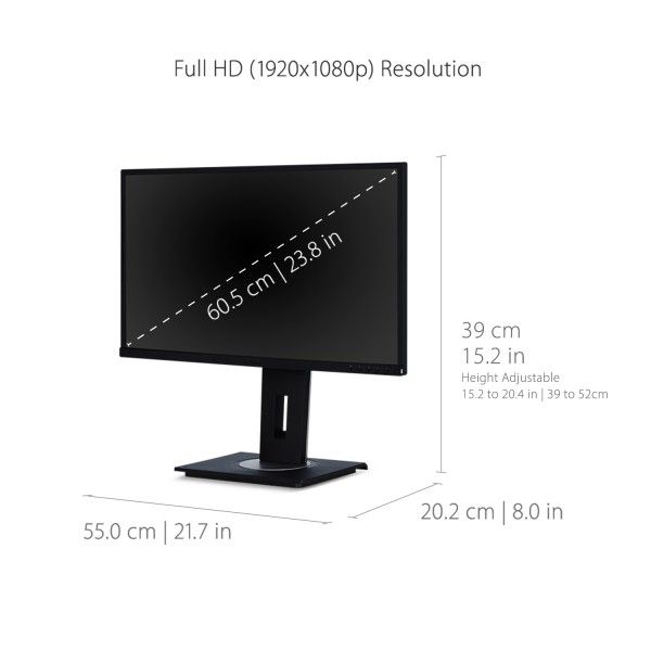 Buy Viewsonic VG2448A, 24" 1080p Ergonomic 40-Degree Tilt IPS Monitor ...